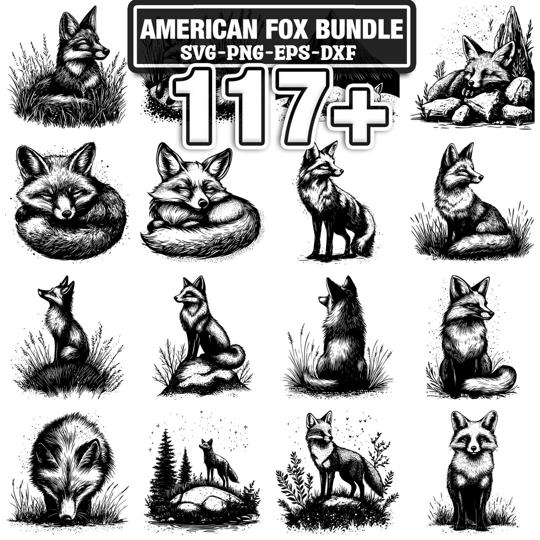 117+ American Fox Svg, Png, Dxf, Eps Designs Bundle | Instant Digital ...