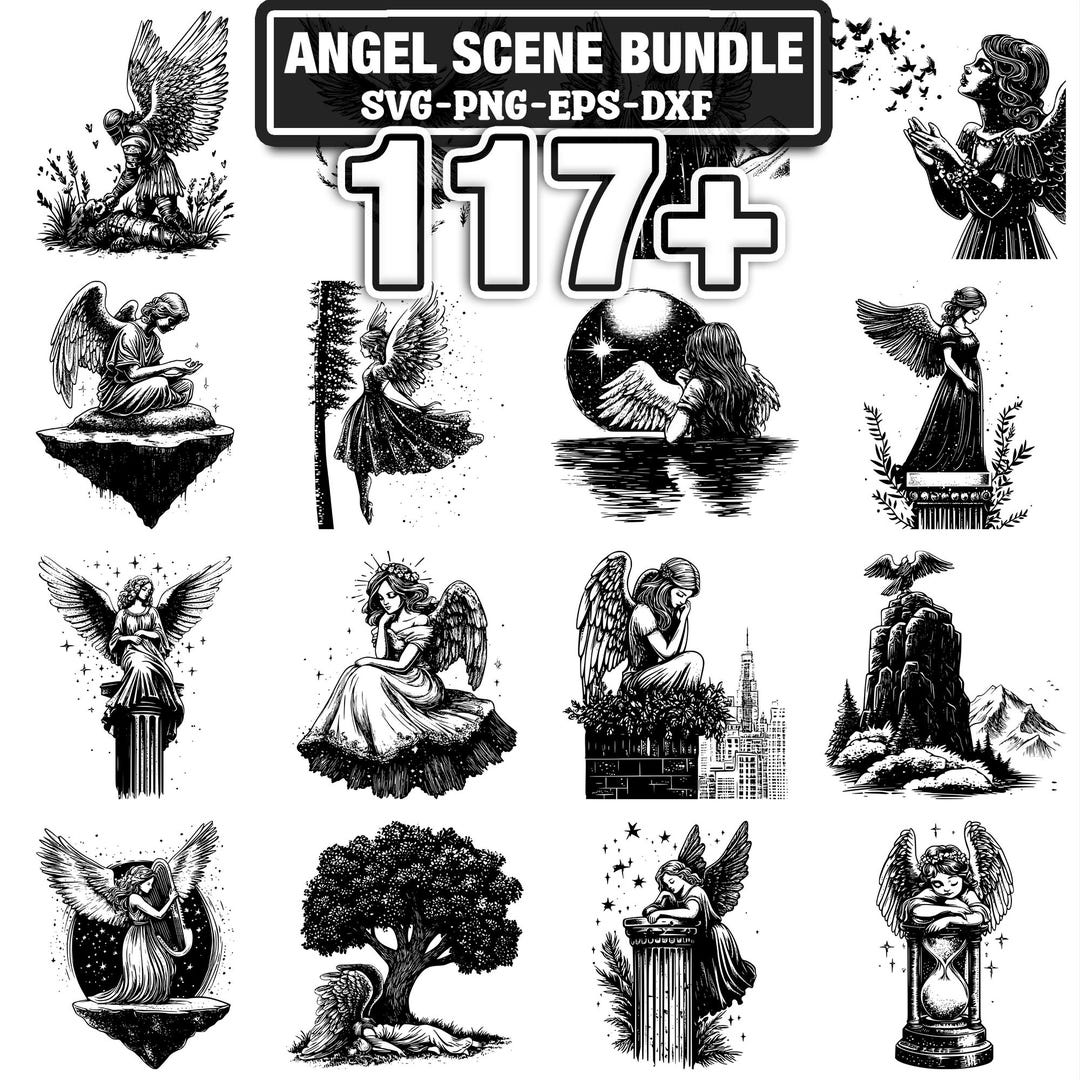 117+ Angel Scene Svg, Png, Dxf, Eps Designs Bundle | Instant Digital ...
