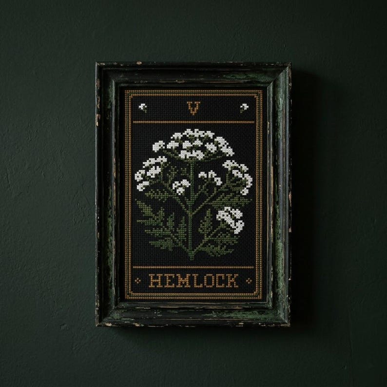 Botanical Tarot Series Cross Stitch Pattern – V Hierophant Hemlock (PDF ...