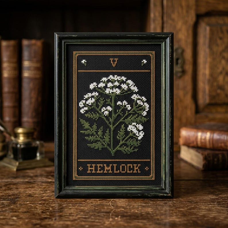 Botanical Tarot Series Cross Stitch Pattern – V Hierophant Hemlock (PDF ...