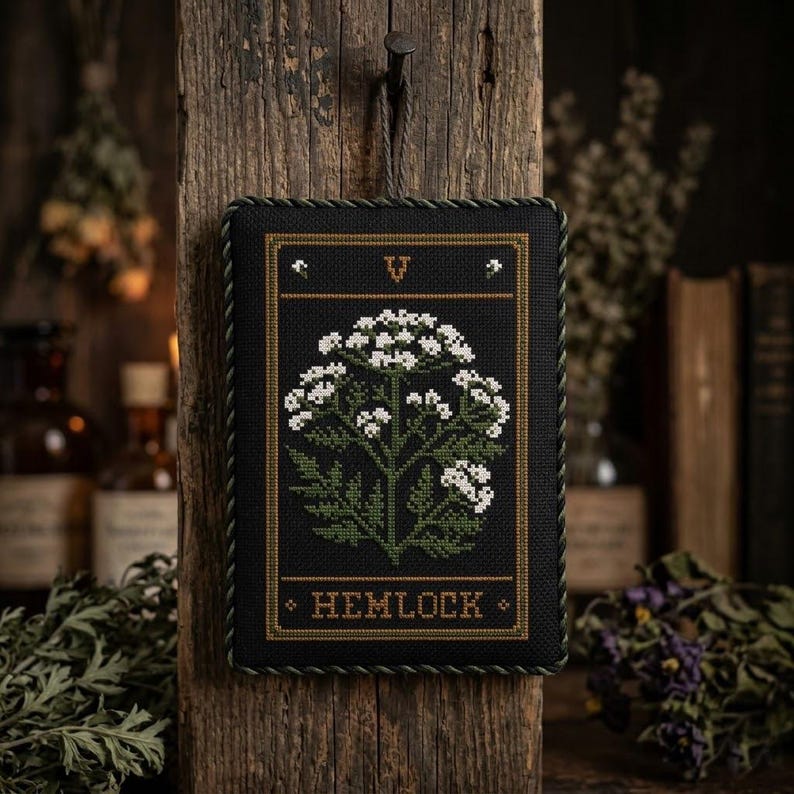 Botanical Tarot Series Cross Stitch Pattern – V Hierophant Hemlock (PDF ...