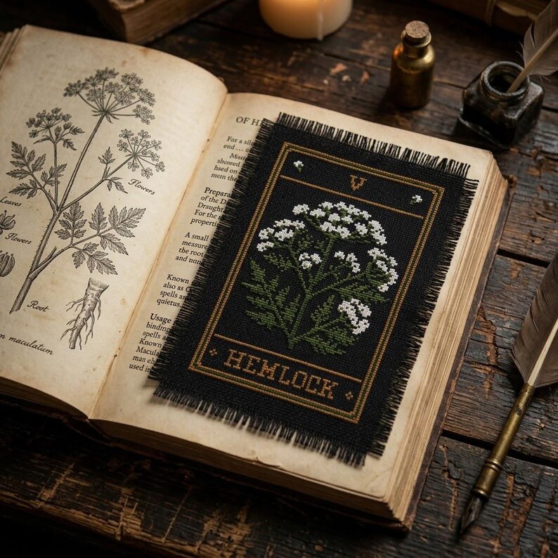Botanical Tarot Series Cross Stitch Pattern – V Hierophant Hemlock (PDF ...