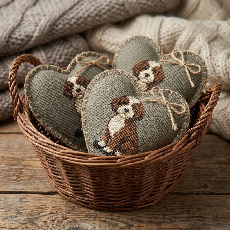Tiny Dog Cross Stitch Pattern - Chocolate Tri Aussiedoodle Puppy ...