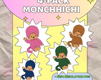 Monchhichi Clipart Bundle - Chibi Doll Stickers - 300 DPI High Res ...