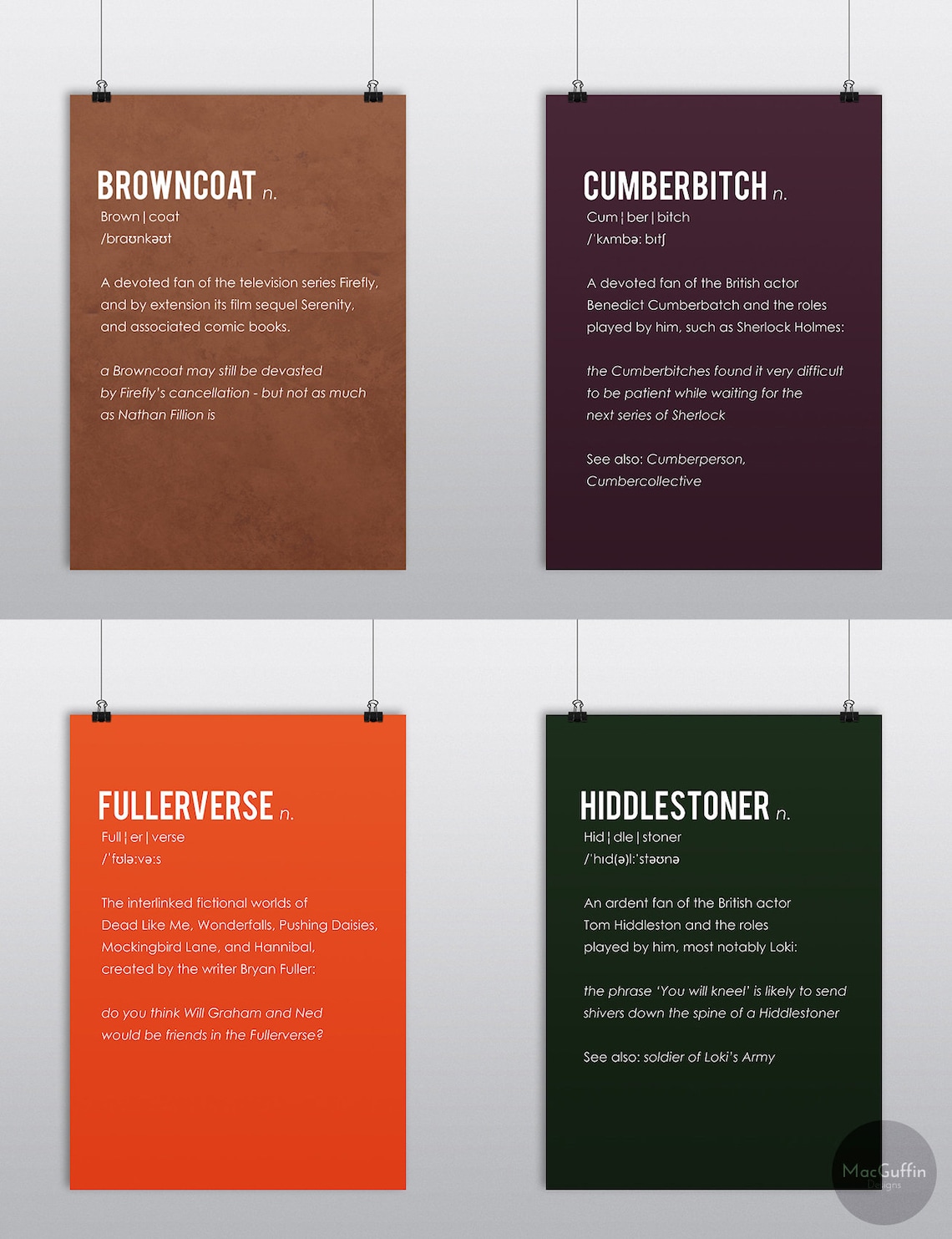 Fandom Definitions Poster - Choose From 11 Fandoms (made to Order ...