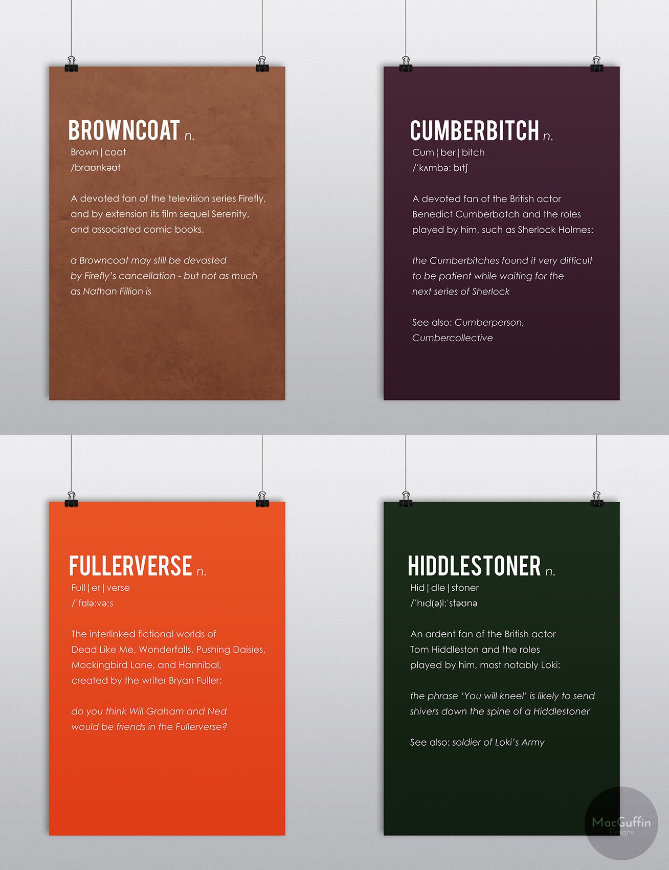 Fandom Definitions Poster Choose From 11 Fandoms made to - Etsy UK