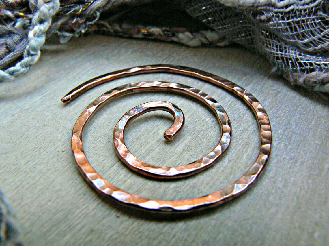 Copper Wire Shawl Pin Hammered Textured Spiral Sweater Pin | Etsy