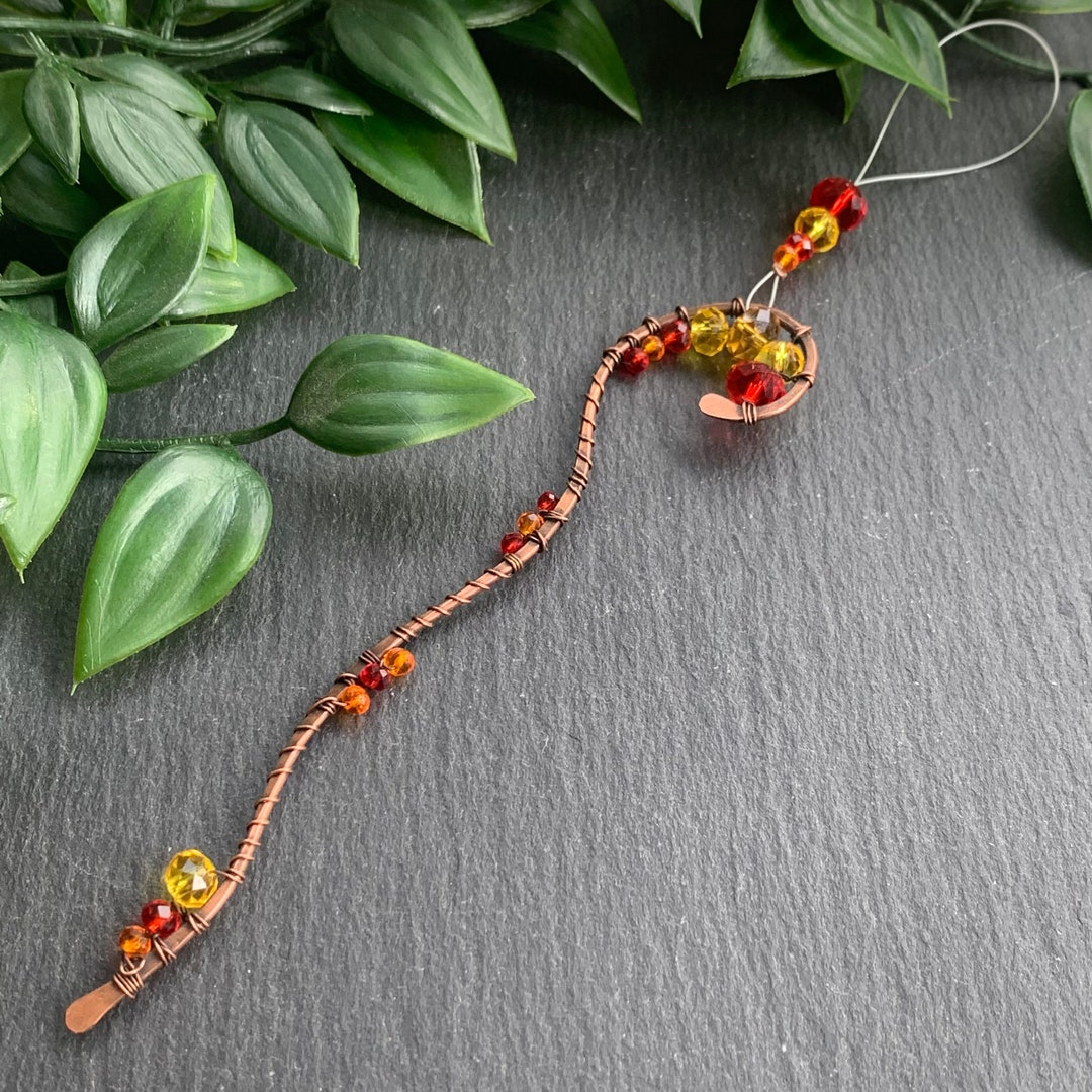 Flame Light Catcher Crystal for Window - Copper Wire Art Hanging ...