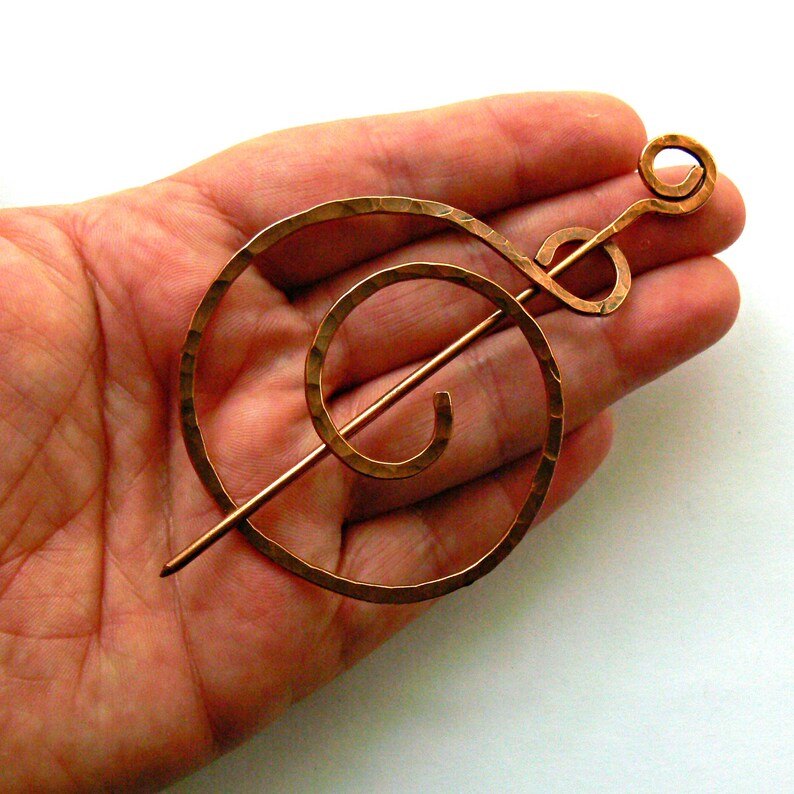 Celtic Shawl Pin Large Two Piece Copper Spiral Scarf Pin | Etsy