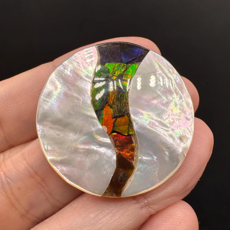 Mother of Pearl With Canadian Ammolite Inlay - Etsy