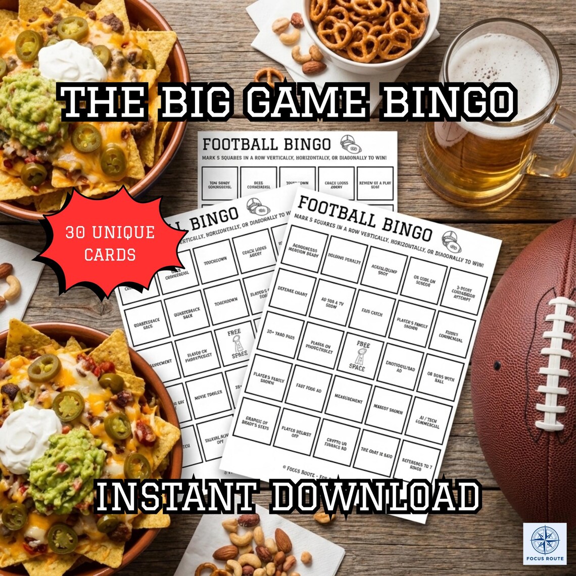 The Big Game 2026 Bingo Cards | Football Party Games for Kids & Adults ...