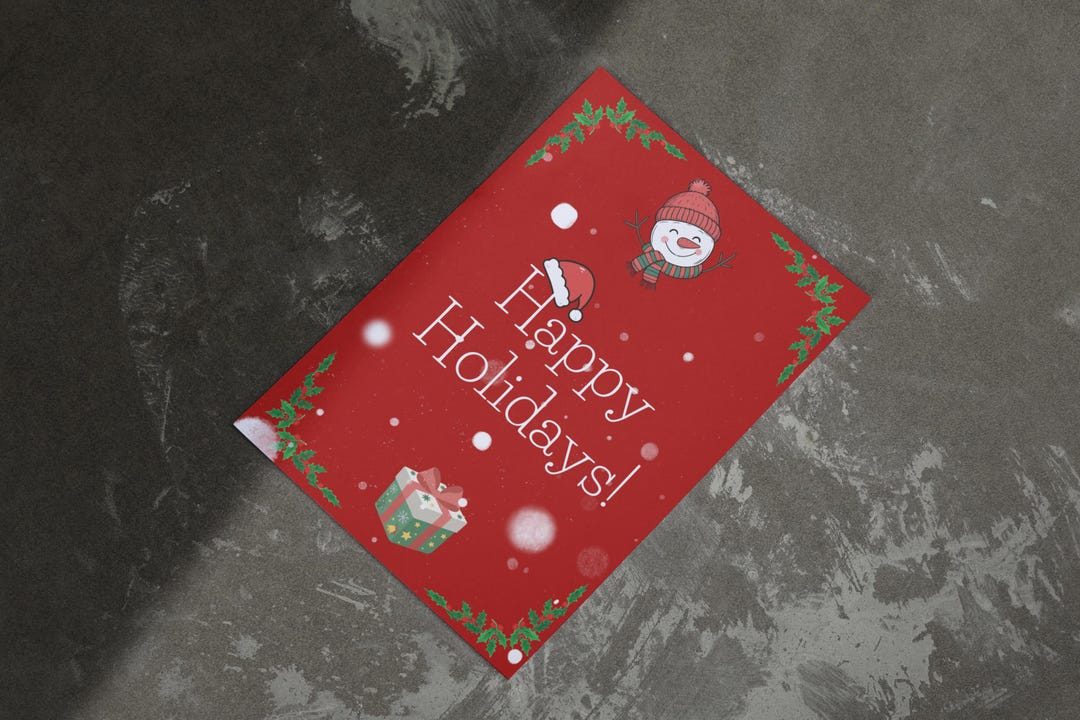 Simple Christmas Card Printable – Minimal Holiday Card for Family ...