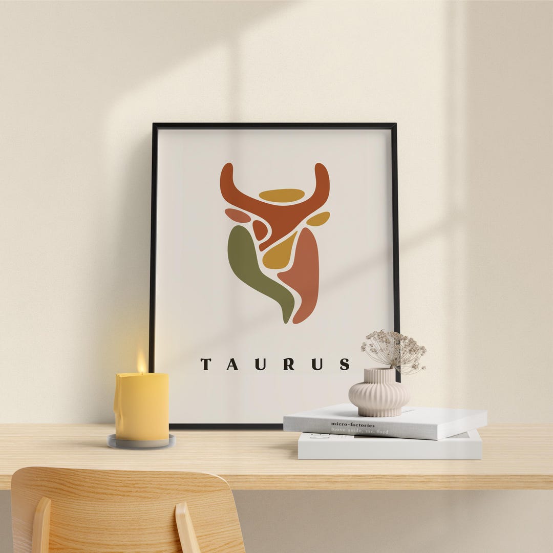 Taurus Zodiac Minimalist Art Print – Modern Neutral Wall Art - Etsy
