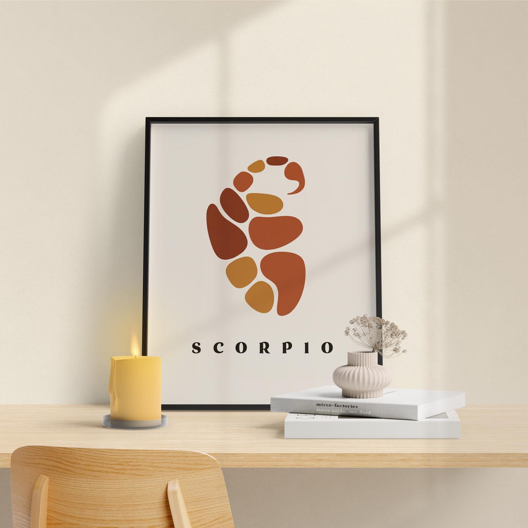 Scorpio Zodiac Minimalist Art Print – Modern Neutral Wall Art - Etsy