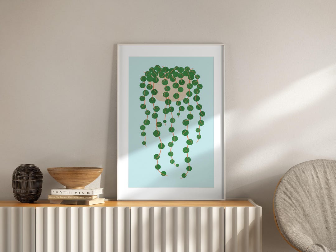 String of Pearls Plant Art Print – Minimal Botanical Wall Art - Etsy