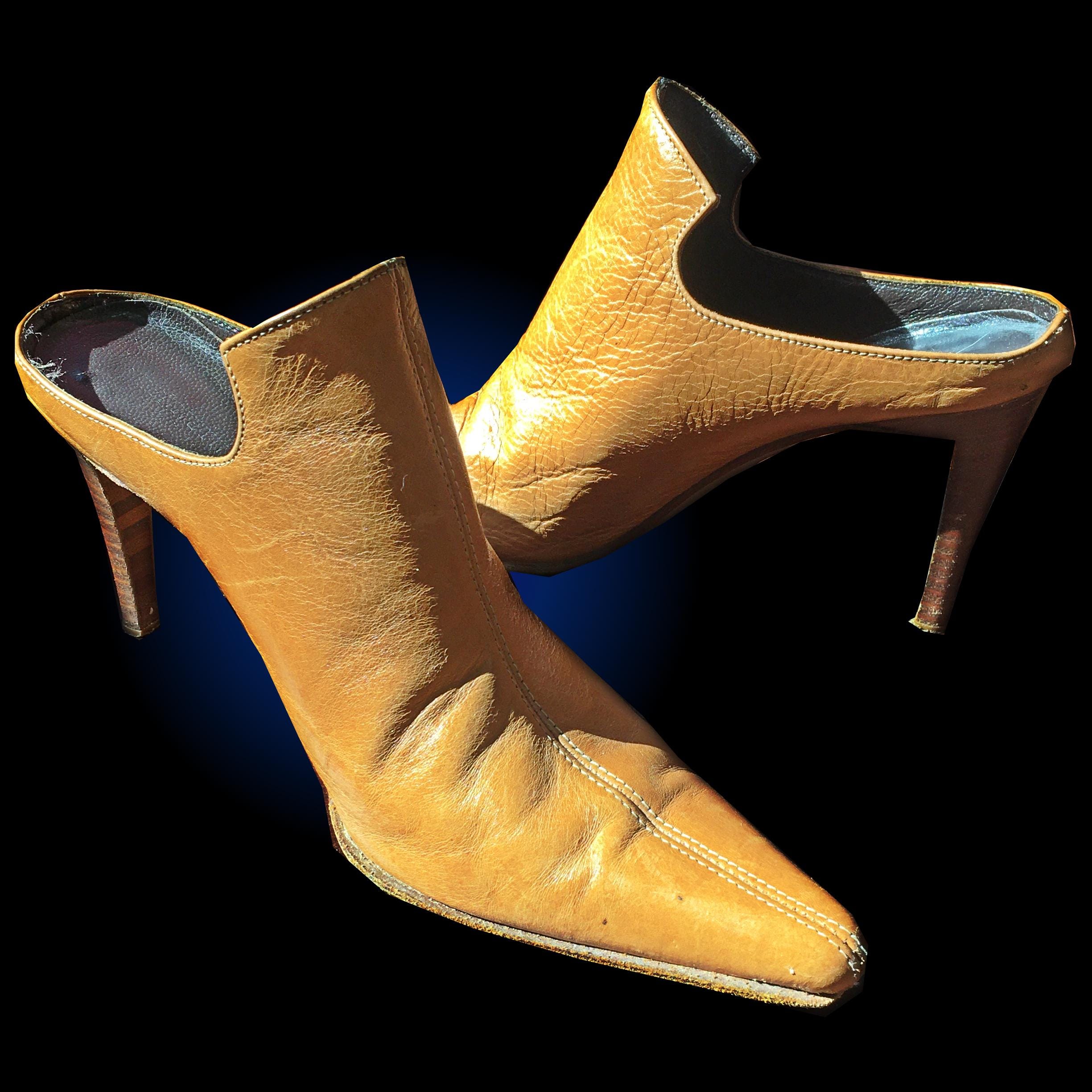 Tan Leather Kenneth Cole Stiletto Mules - Etsy