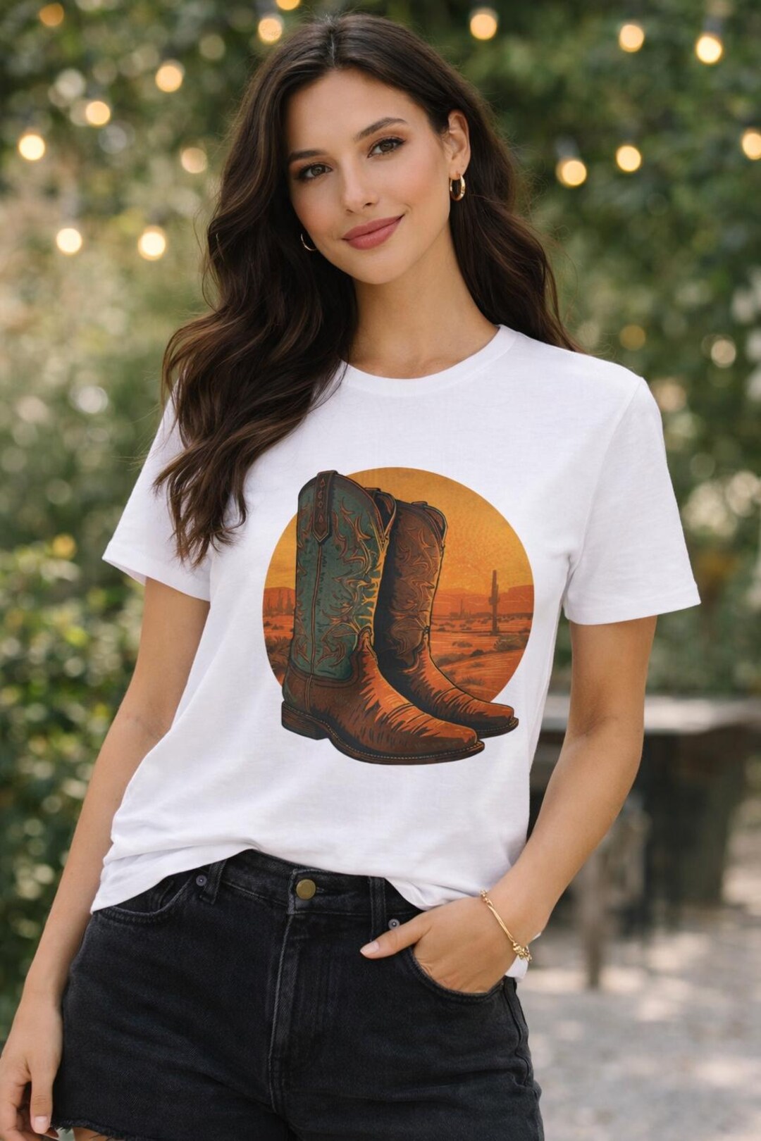 Cowboy Boots Shirt, Western T Shirt, Western Graphic Tee, Desert Sunset ...