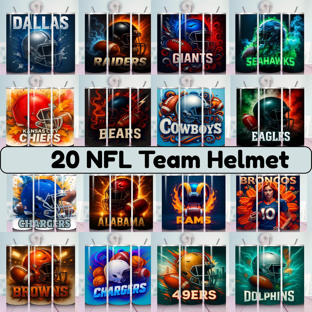 20 Football Helmet Tumbler Wrap Bundle | American Football Style PNG ...
