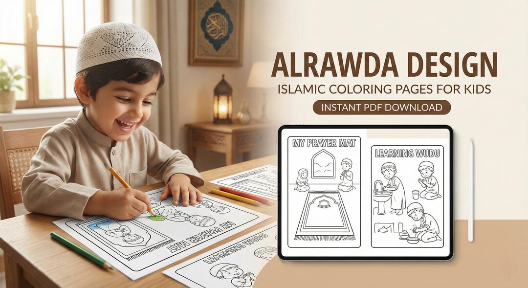 Islamic Coloring Pages for Kids /muslim Children Activity,prayer ...