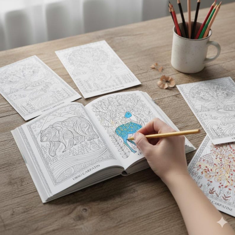 Romanian Folk Art Coloring Pages – Carpathian Mountain Designs (digital ...