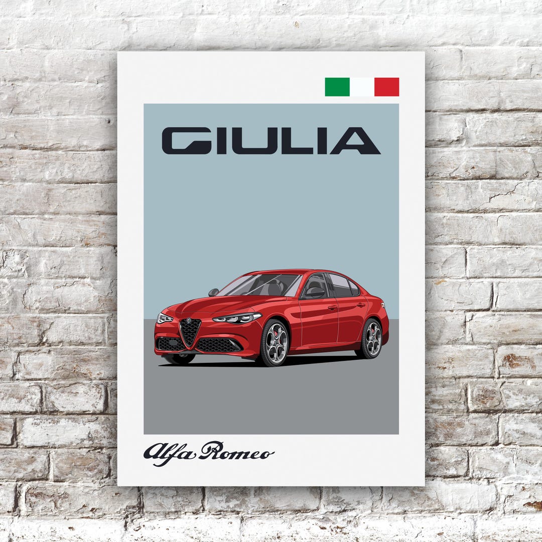 Alfa Romeo Giulia Wall Art Print | Retro Automotive Poster | Italian ...