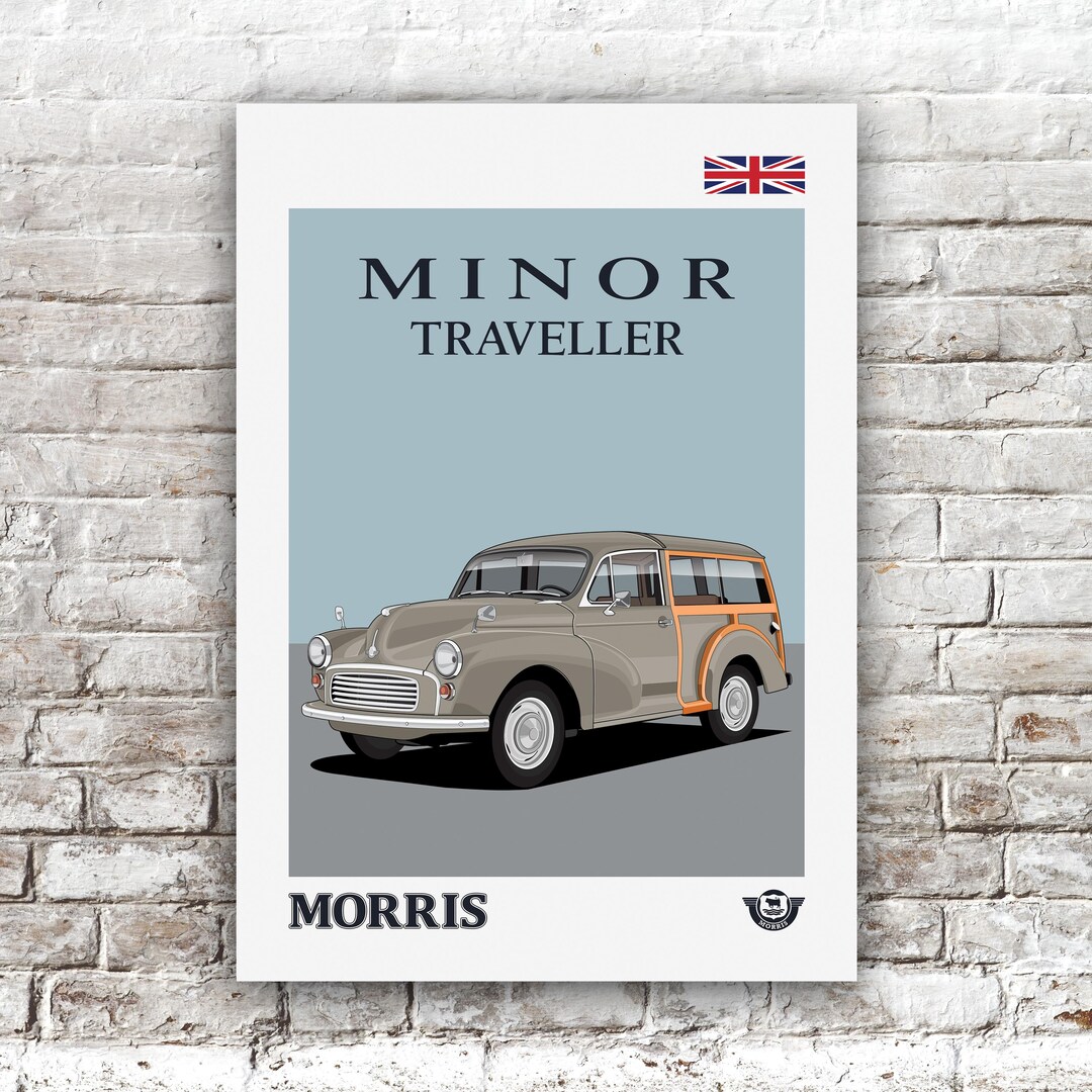 Morris Minor Traveller Wall Art Print | Retro Automotive Poster - Etsy