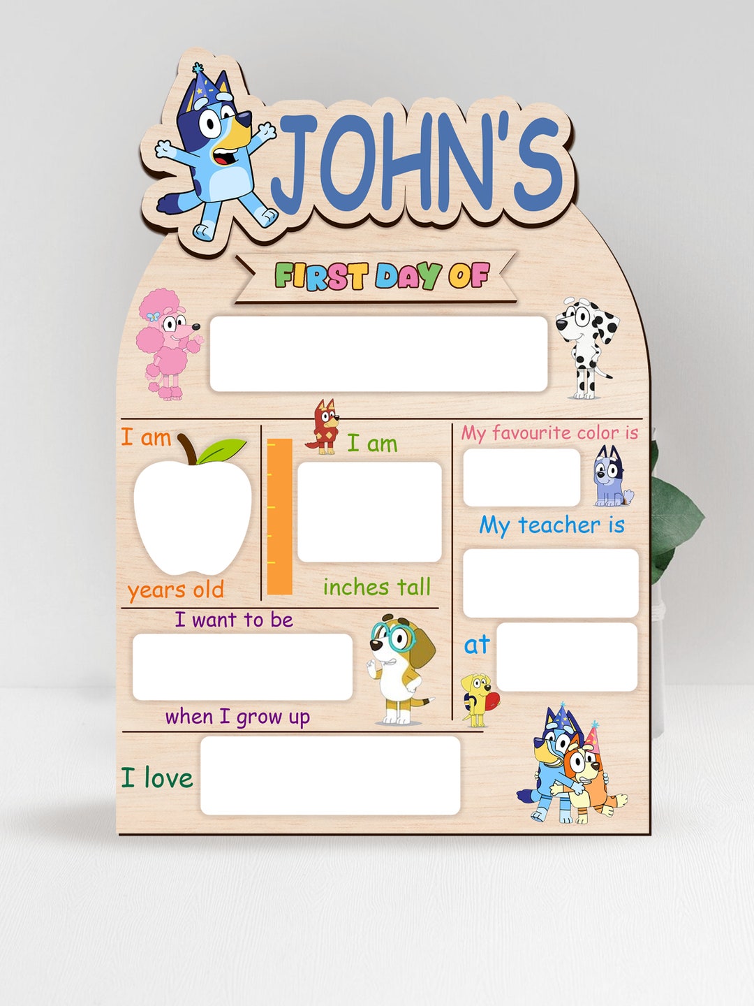 Bluey First Day of School Sign, Custom Name School Board, Back to ...