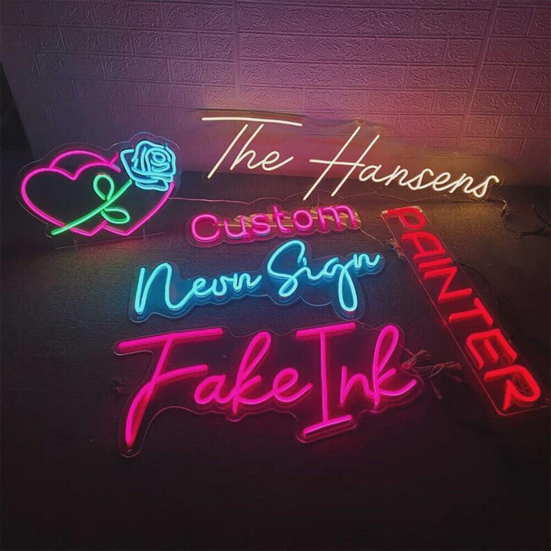 Custom Neon Sign, Size; 8-100 Inches, Color; Determined Upon Request ...