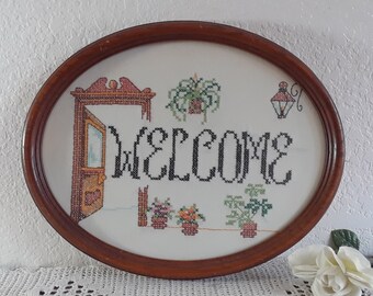 Cross Stitch Welcome Sign - Etsy