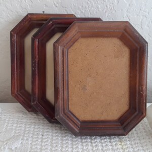 Vintage Dark Brown Octagon Picture Frame 3.75 X 4.75 Photo Decoration ...