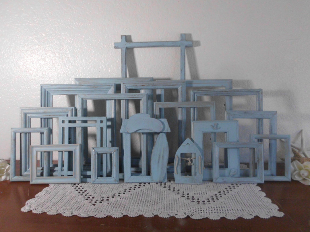 Large Light Blue Frame Set Beach Cottage Coastal Seaside Tropical ...