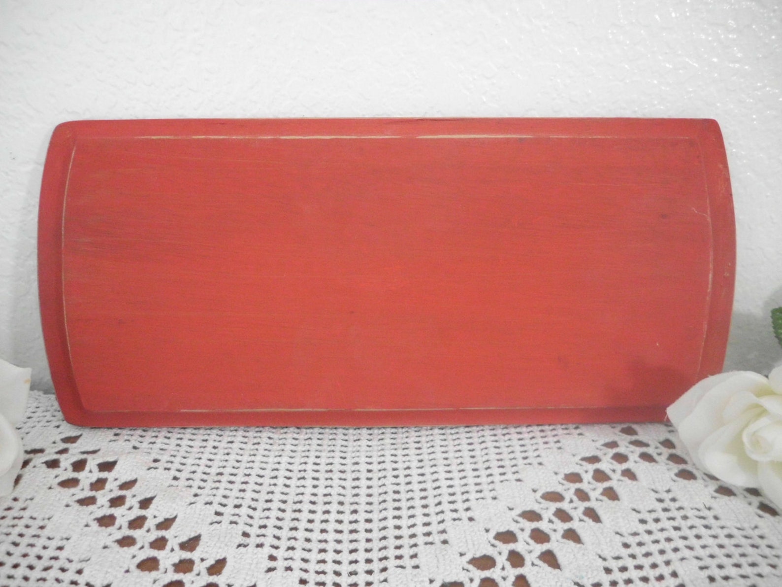 Red Serving Tray Rustic Shabby Chic Distressed Wood French | Etsy