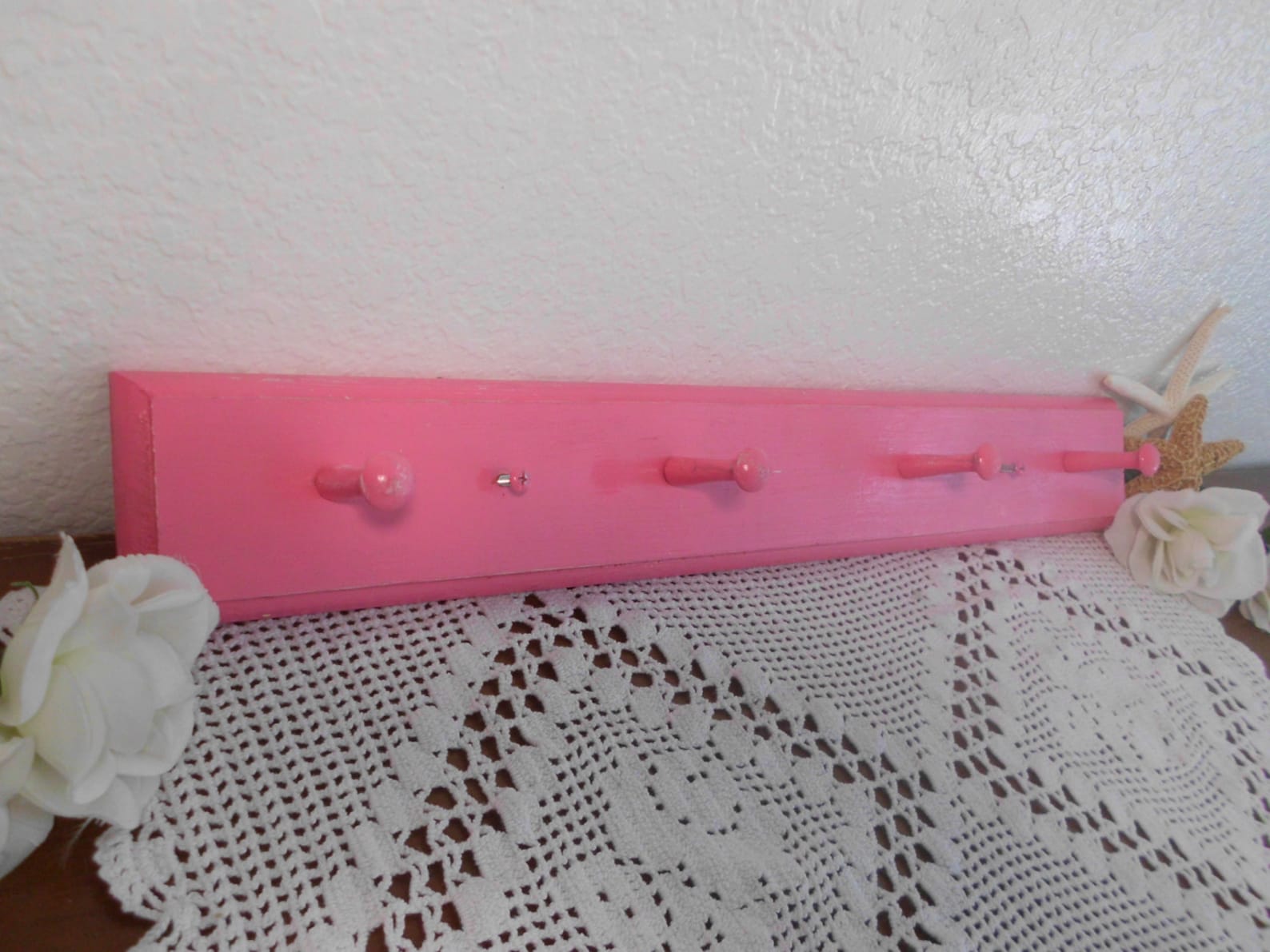 Pink Peg Rack Shabby Chic Key Robe Coat Organizer Cottage | Etsy