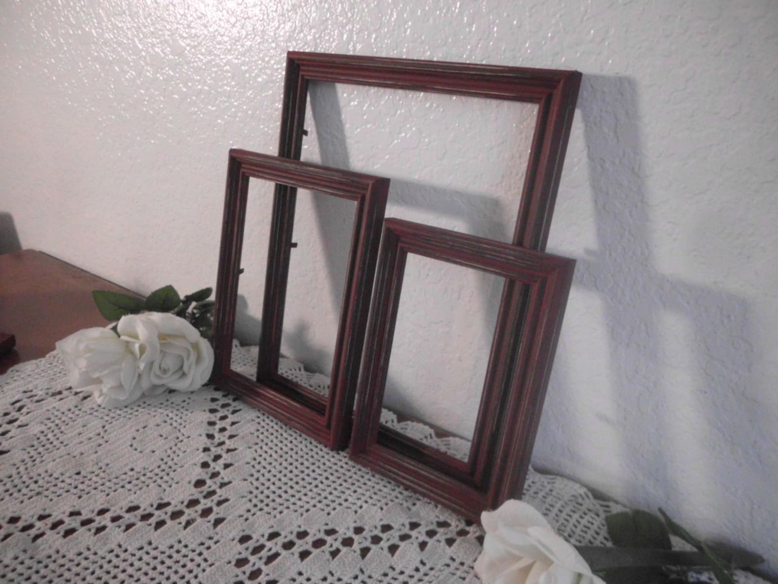 Rustic Country Barn Red Wood Frame Set Shabby Chic Distressed | Etsy