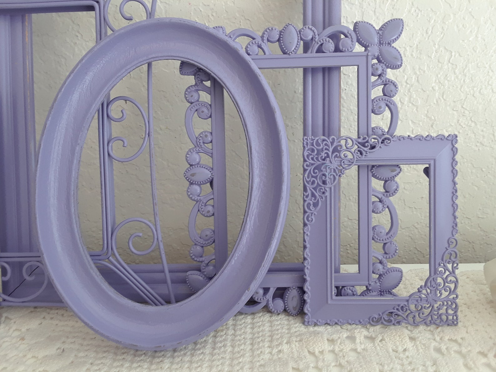 Light Lavender Purple Picture Frame Set Upcycled Vintage Photo Gallery ...