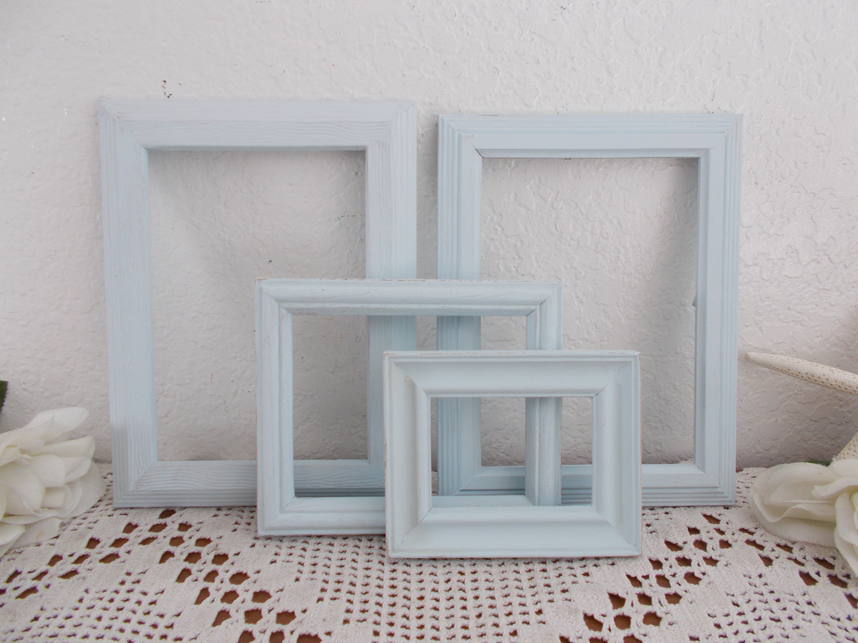 Light Blue Picture Frame Set up Cycled Vintage Wood Photo - Etsy