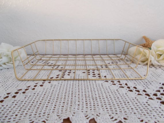 Gold Metal Wire Desk Tray Paper Organizer Industrial Office - Etsy