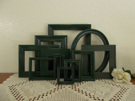 Dark Forest Green Picture Frame Set up Cycled Vintage Rustic - Etsy