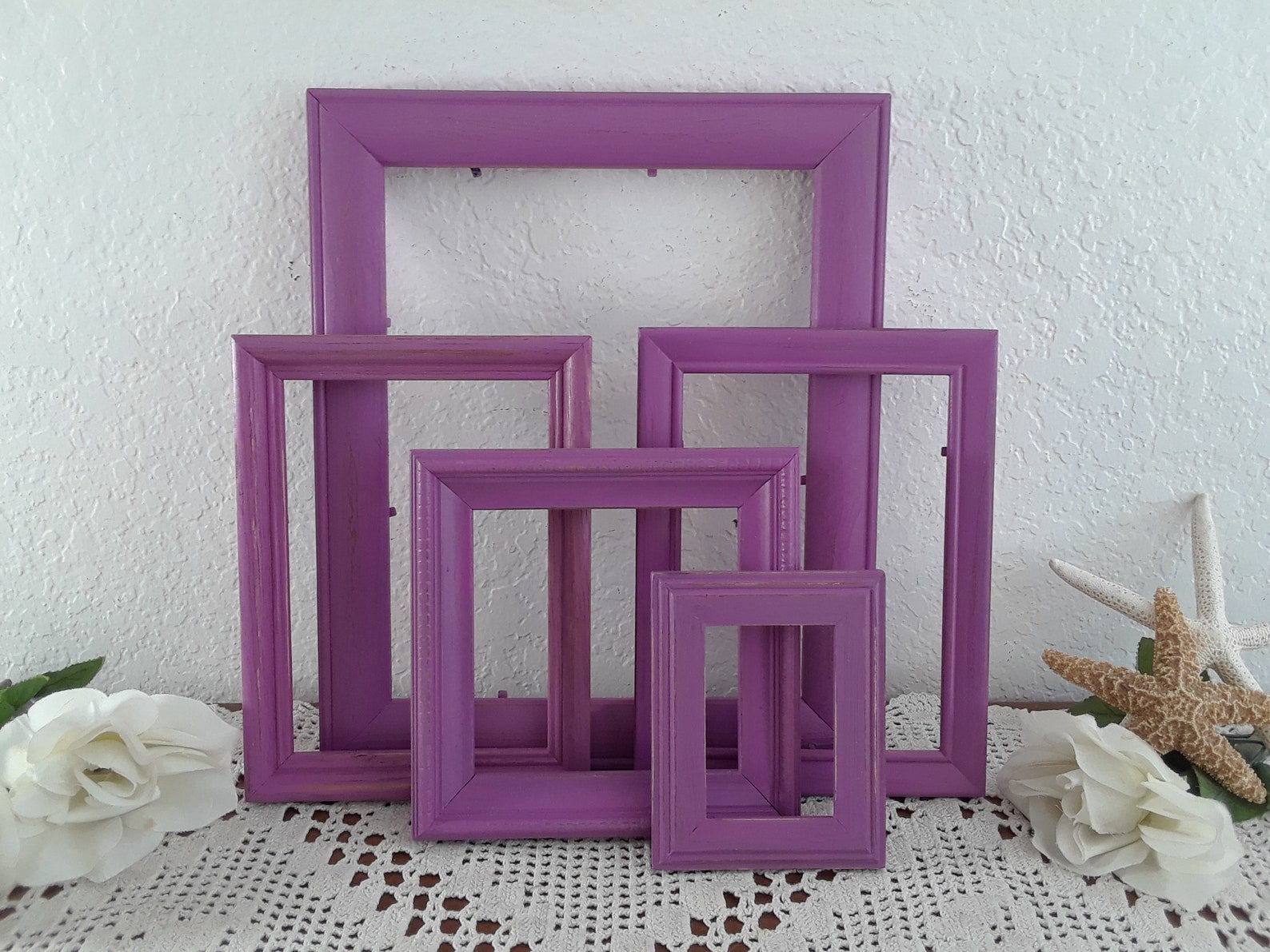 Radiant Orchid Picture Frame Set Shabby Chic Photo Wall Gallery ...