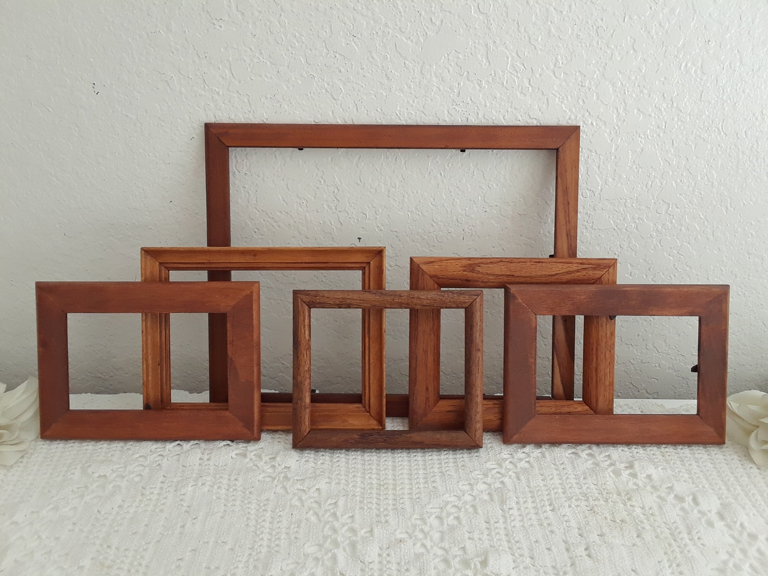 Vintage Wood Picture Frame Set Photo Gallery Collection Mid Century ...