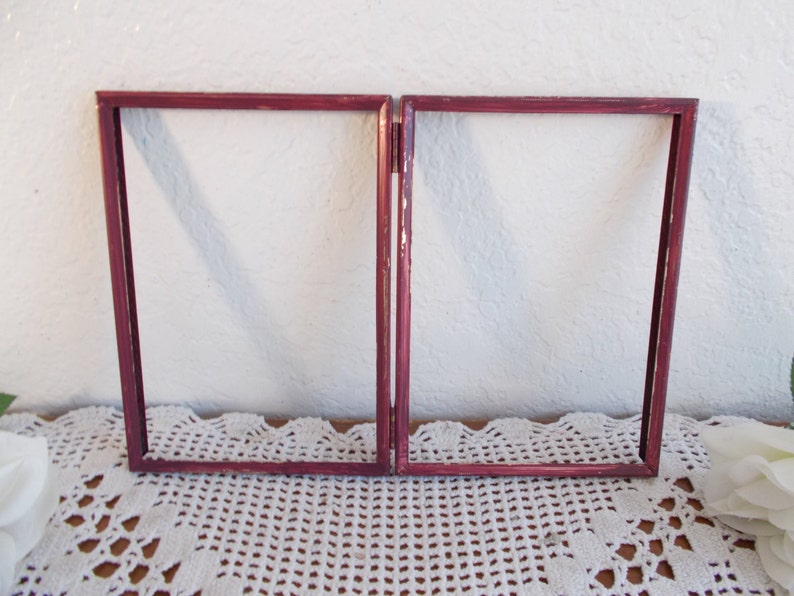 Burgundy Red Wine Picture Frame up Cycled Vintage Metal Rustic Shabby ...