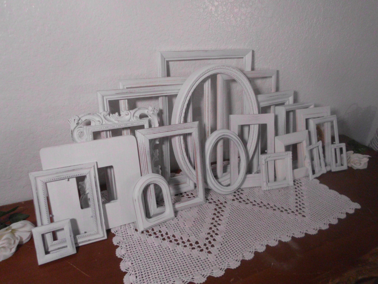 White Shabby Chic Frame Set Picture Photo Beach Cottage French Country ...