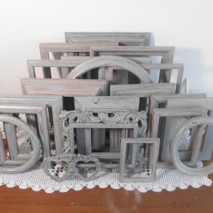 Gray Picture Frame Set Rustic Grey Photo Wall Gallery Collection Shabby ...