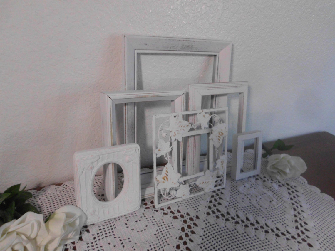 White Shabby Chic Frame Set Rustic Distressed Picture Photo | Etsy