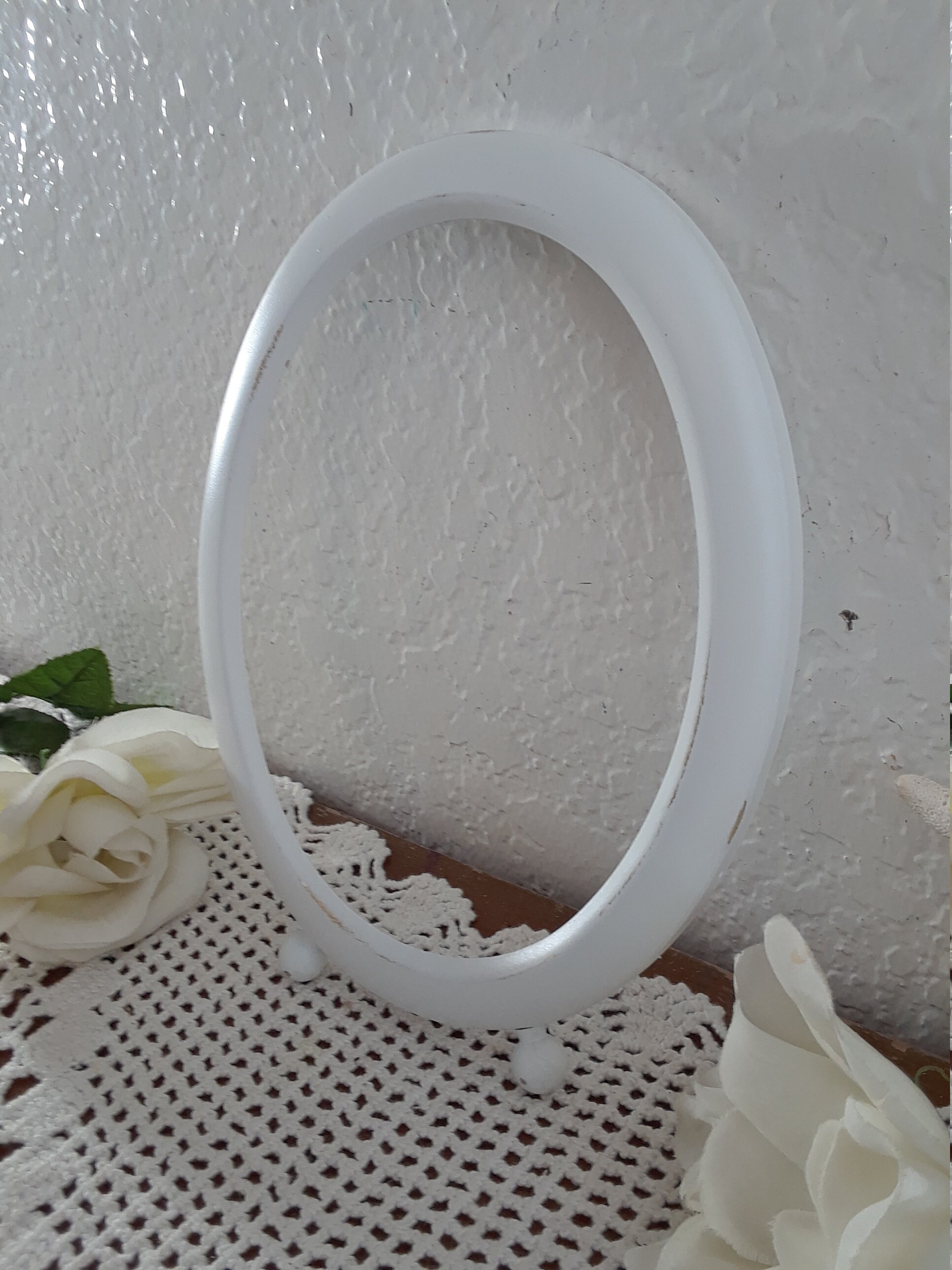 White Shabby Chic Picture Frame Up Cycled Vintage 5 x 7 Oval | Etsy