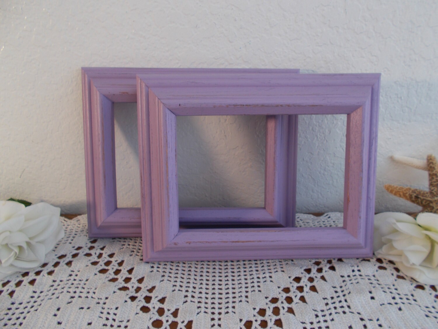 Lavender Purple Frame Set Rustic Distressed 5 X 7 Shabby Chic Spring ...