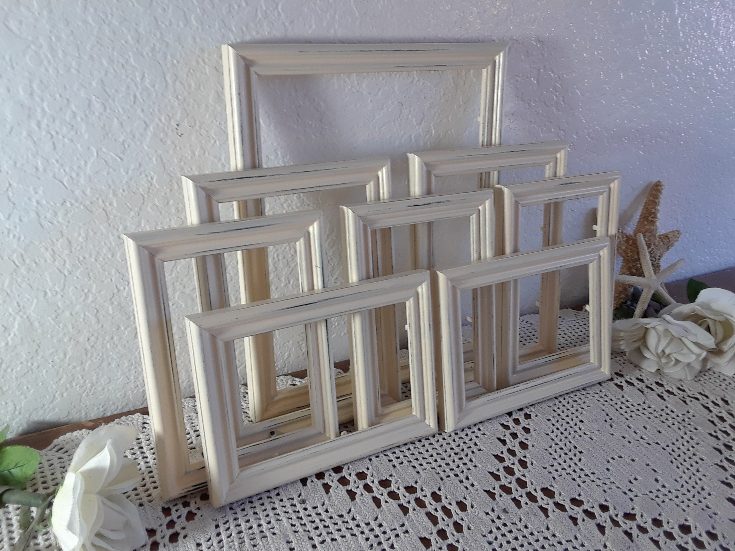 Off White Ivory Picture Frame Set Rustic Shabby Chic | Etsy