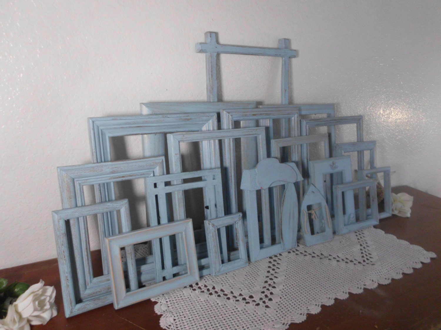 Large Light Blue Frame Set Beach Cottage Coastal Seaside | Etsy