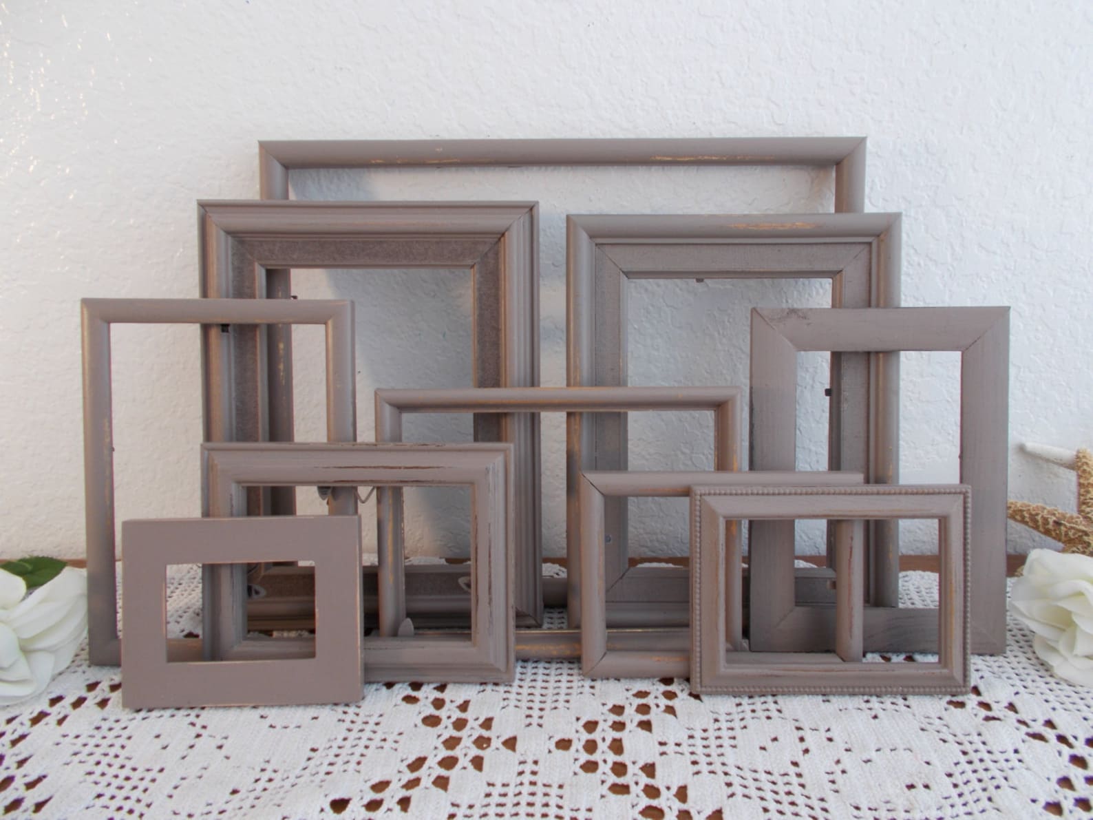 Brown Picture Frame Set Rustic Shabby Chic Distressed Photo Decoration ...