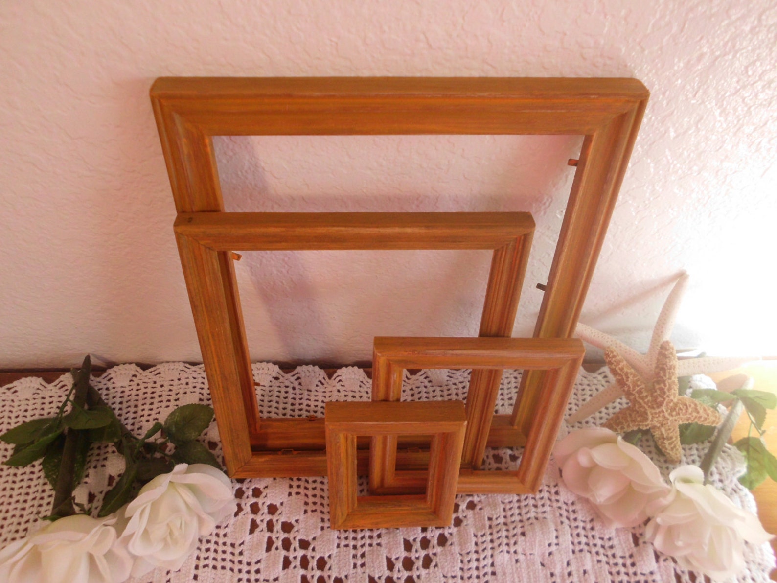 Orange Picture Frame Set Rustic Shabby Chic Distressed Photo Gallery ...